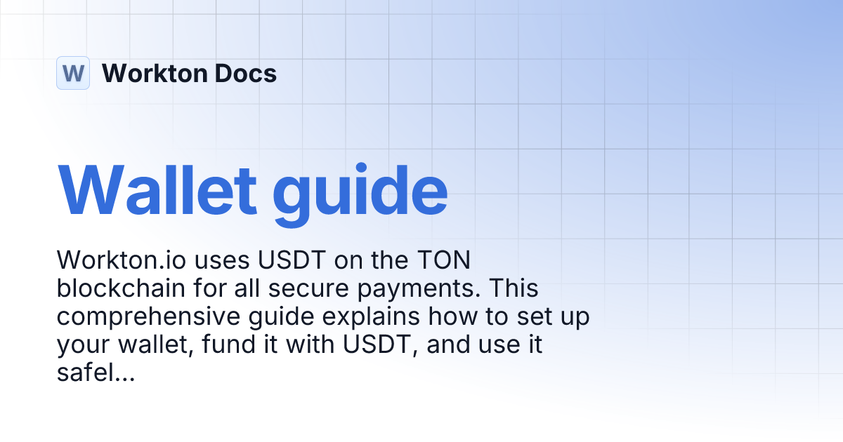 Wallet guide | Workton Docs